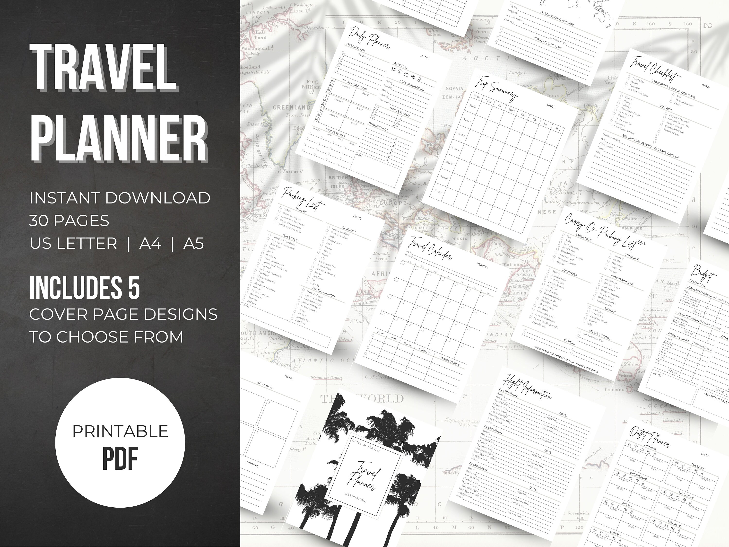 Travel Planner Printable | Vacation Planner | Destination Planner ...