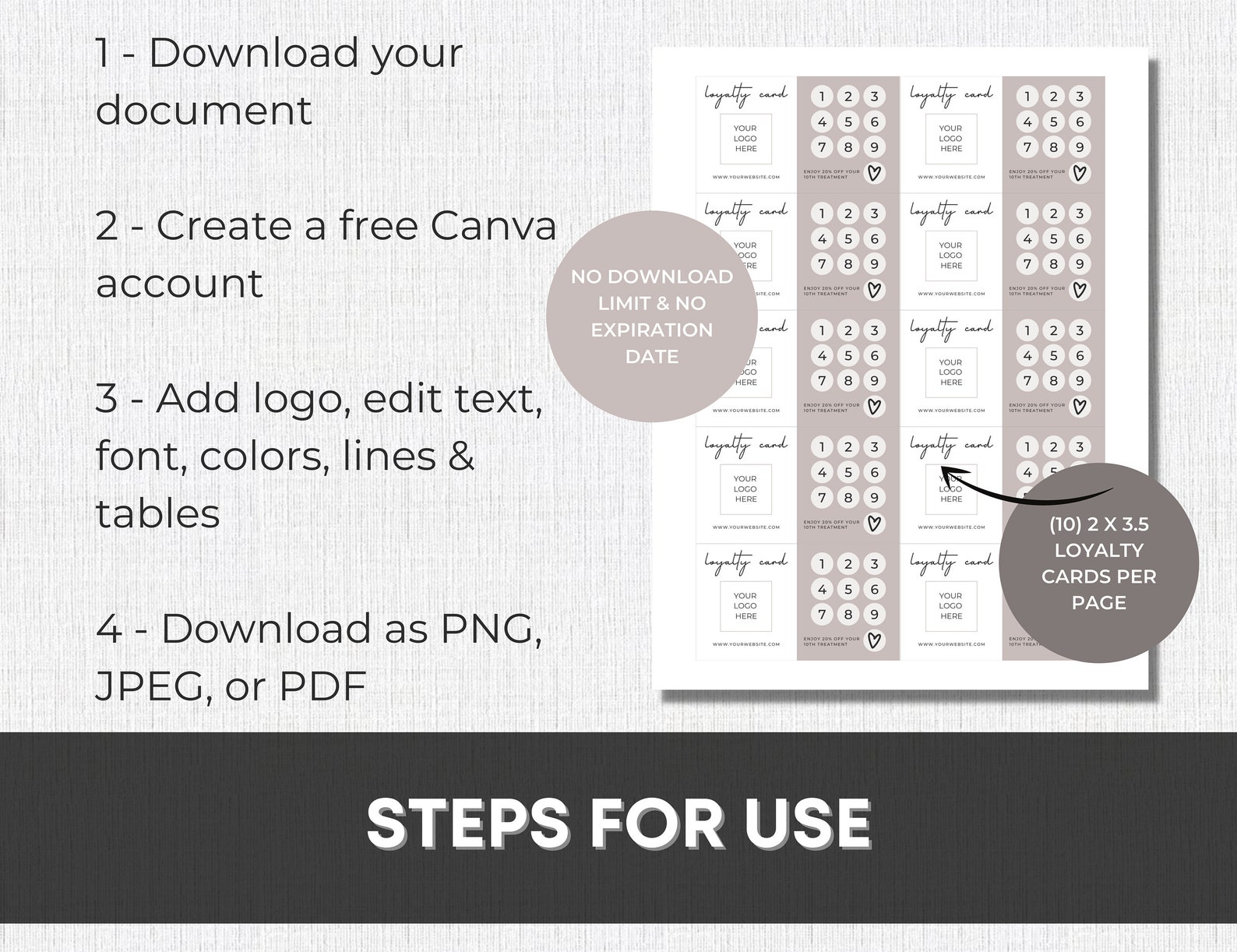Loyalty Card Template Editable Printable Loyalty Card DIY - Etsy