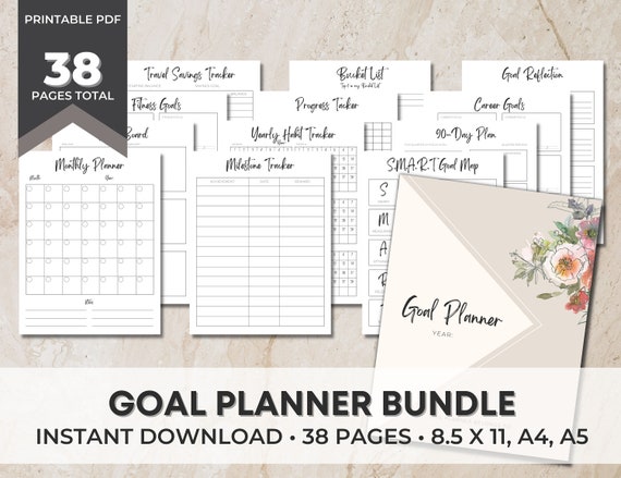 Goal Planner Printable Goal Worksheet Bundle Goal Planner - Etsy
