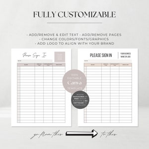 Sign in Sheet Template | Editable Client Sign in | Salon Sign in Sheet | Esthetician Forms ...