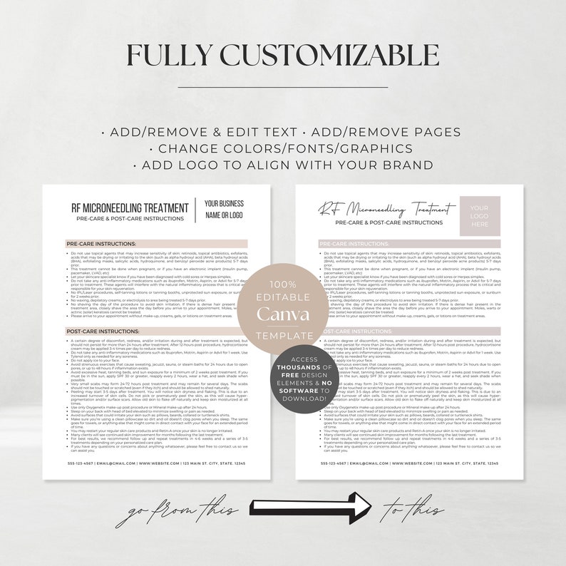 RF Microneedling Client Consent Template | Editable Esthetician Forms ...