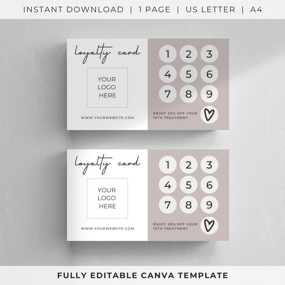 Loyalty Card Template Editable | Printable Loyalty Card | Reward Card ...