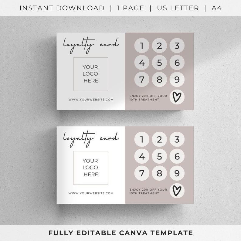 Loyalty Card Template Editable | Printable Loyalty Card | Reward Card ...