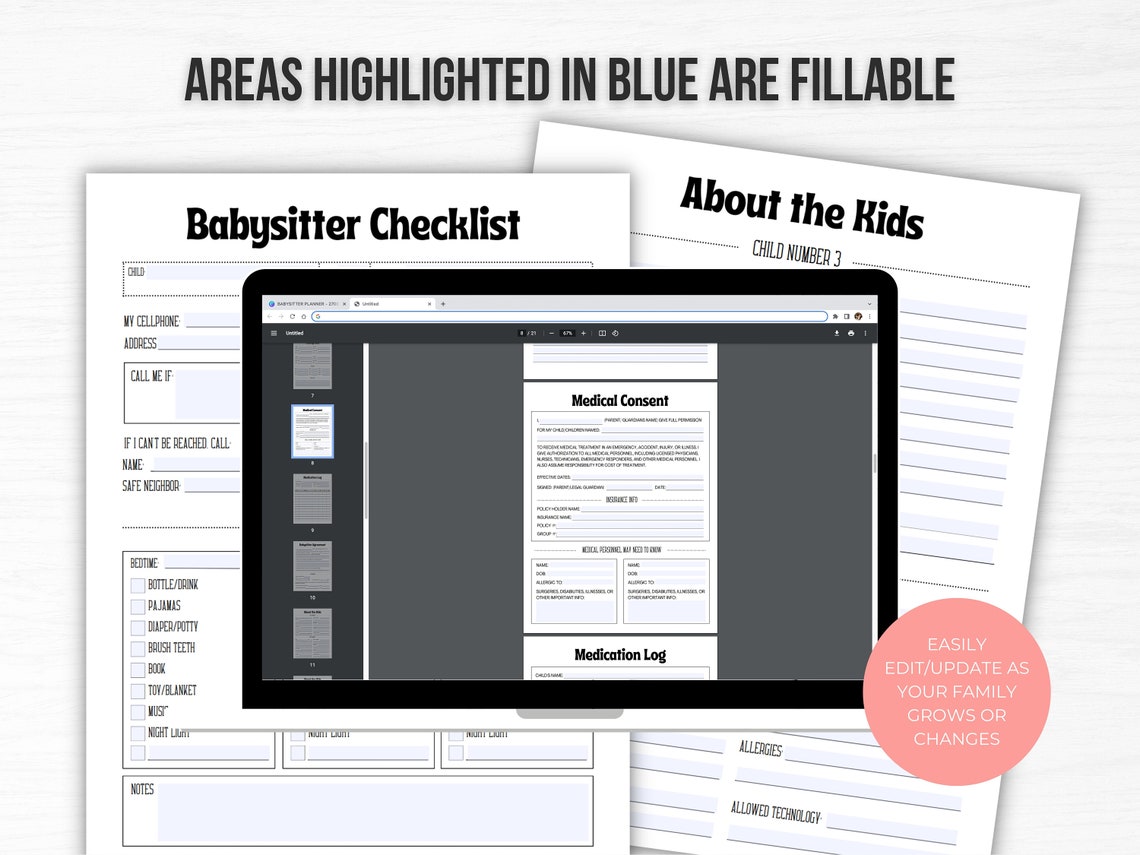 Babysitter Planner | Babysitter Guide Printable | Babysitter Notes ...
