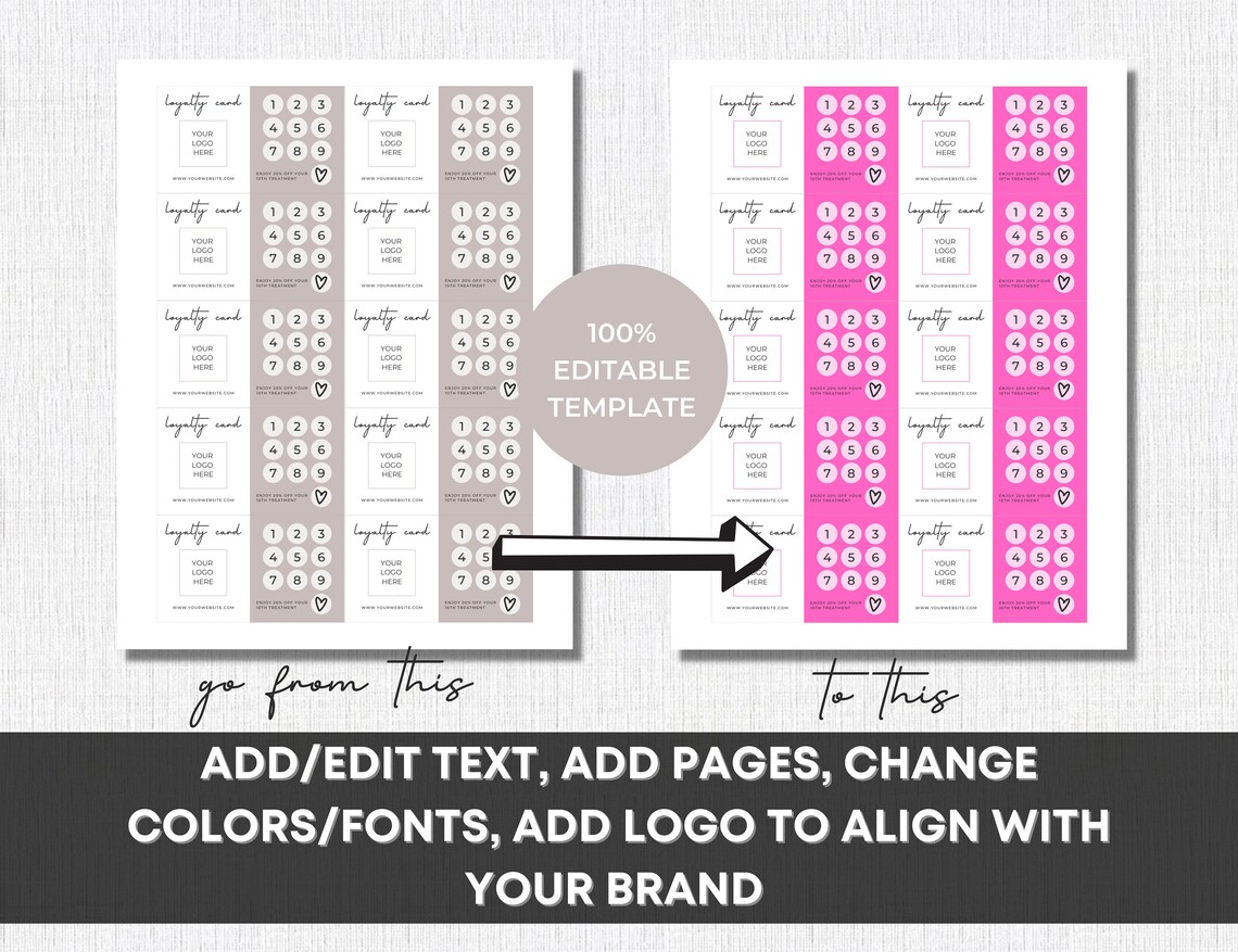 Loyalty Card Template Editable Printable Loyalty Card DIY - Etsy