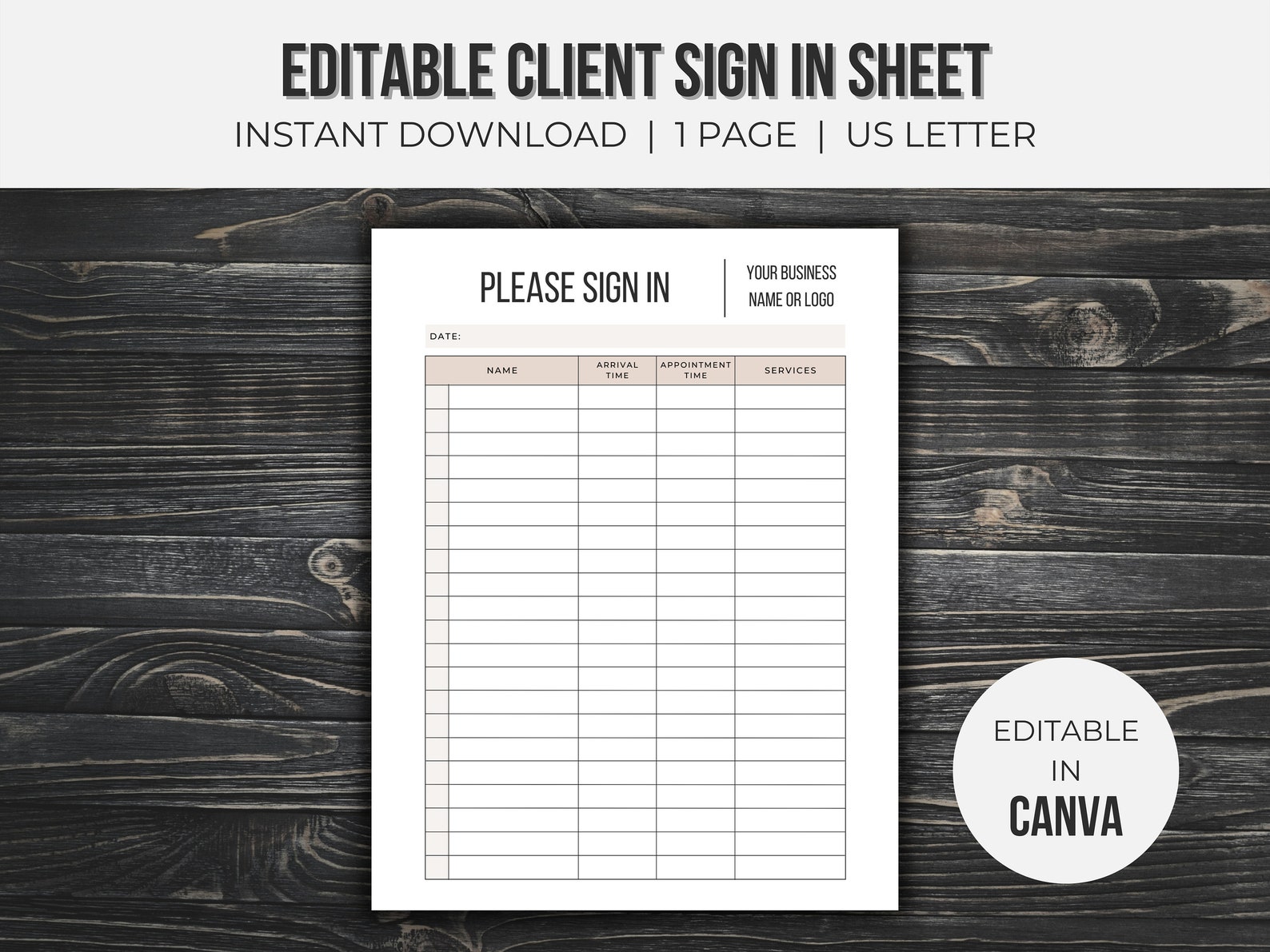 Sign in Sheet Editable | Salon Sign in Sheet | Esthetician Forms ...