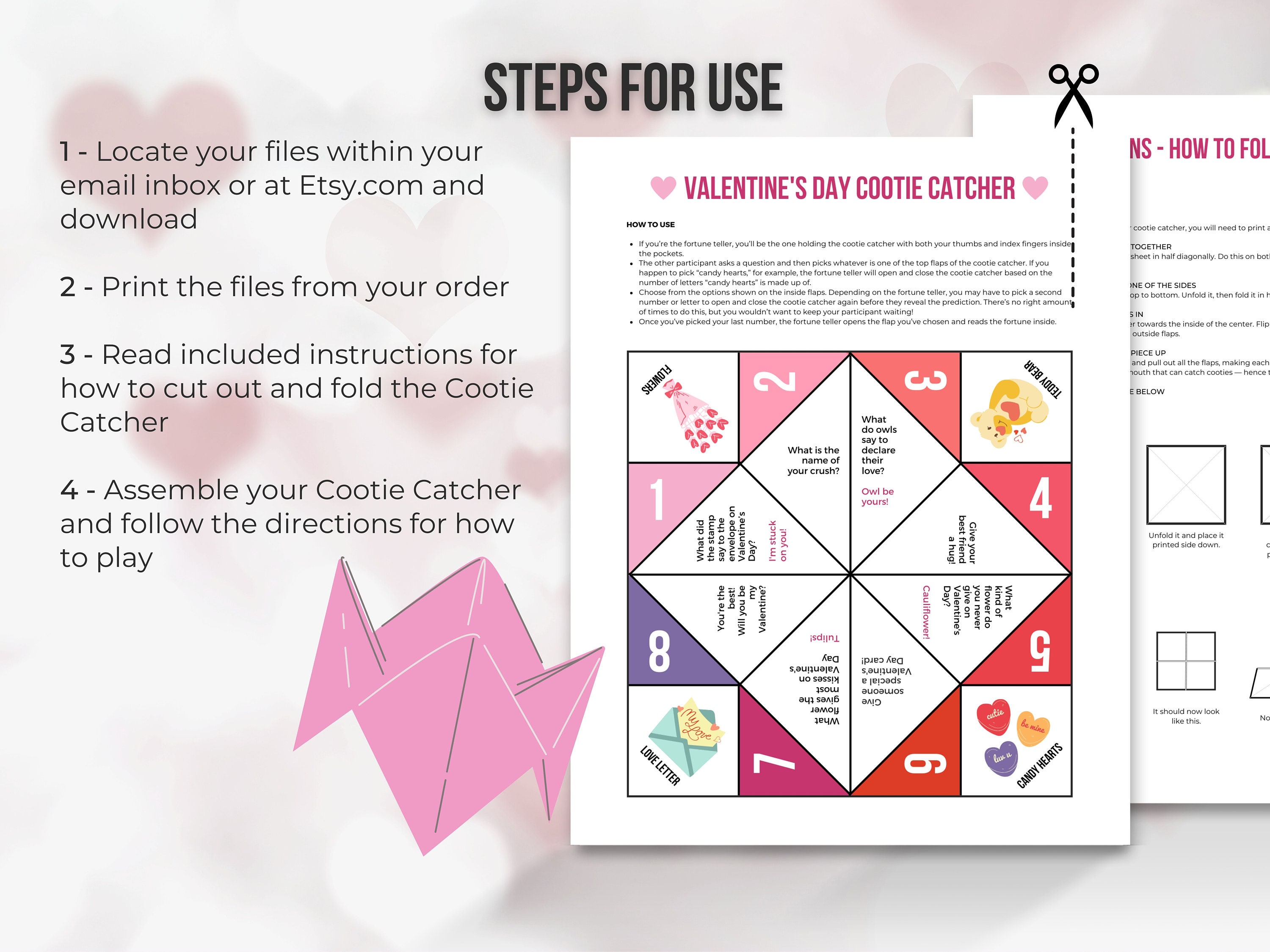 Valentine's Day Cootie Catcher Valentine's Day Fortune Teller Valentine ...