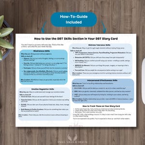 Minimal Blue DBT Diary Cards Template | Therapy Journal Instant Digital Download Print Gift Idea ...