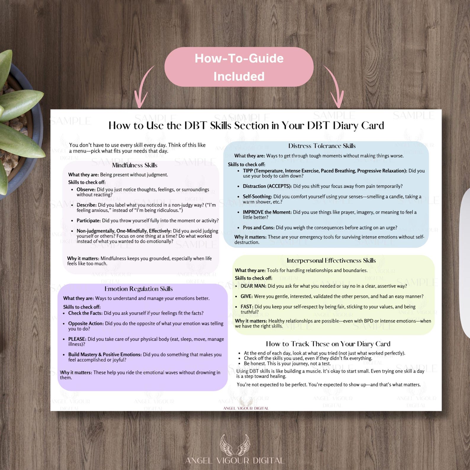 Minimal Light Colors DBT Diary Cards Template Gift Idea | Dialectical Behavior Therapy Tracker ...