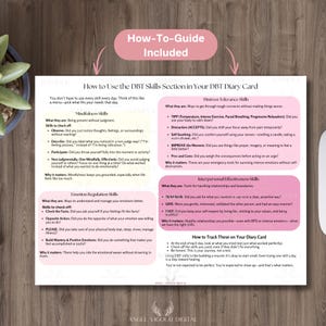 Pink DBT Diary Cards Template | Therapy Journal Instant Digital Download Print Gift Idea | DBT ...