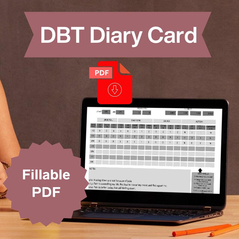 Basic Gray DBT Diary Cards Template | Therapy Self-help Gift Idea Canva ...