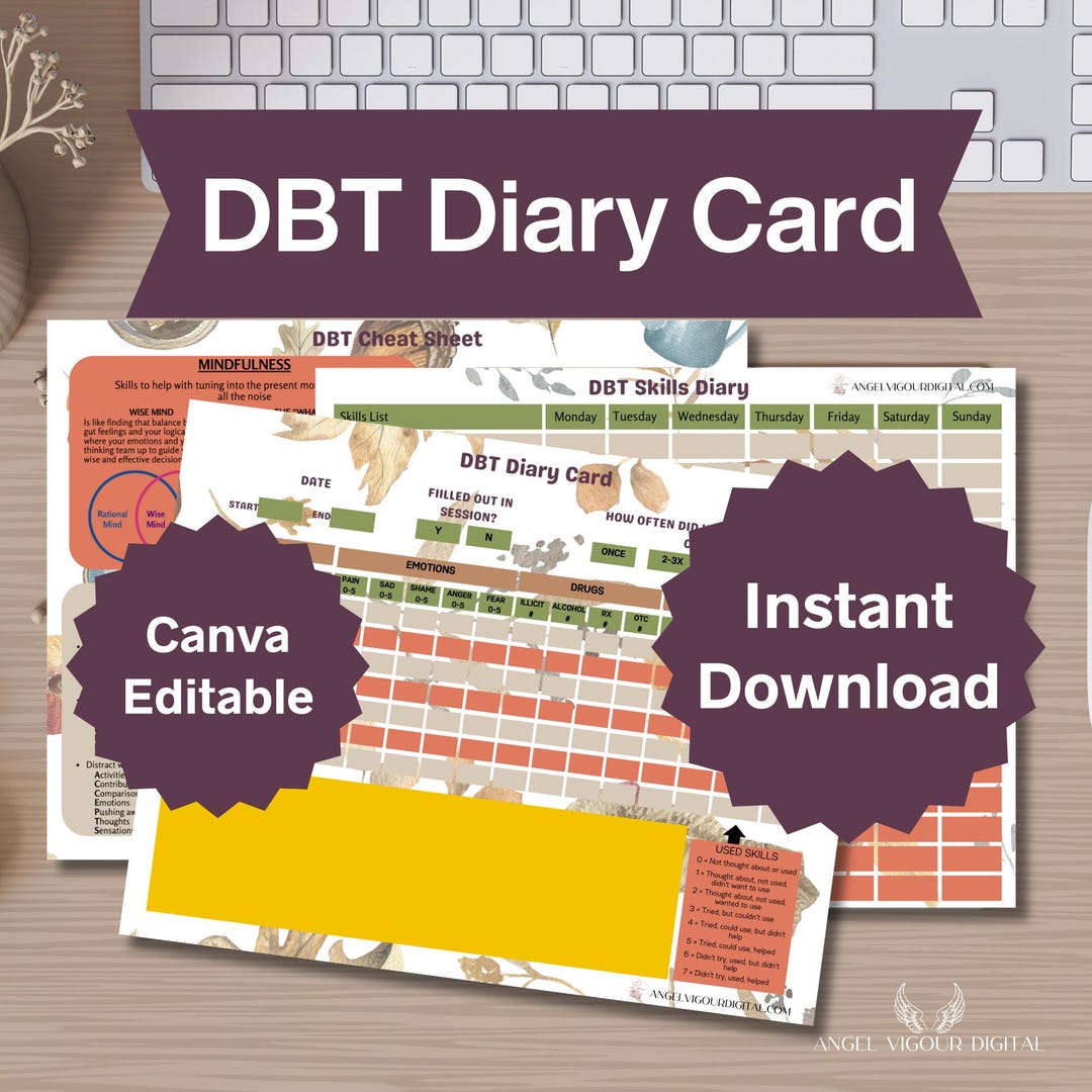 Fall DBT Diary Cards Template Gift Idea Dialectical Behavior Therapy ...