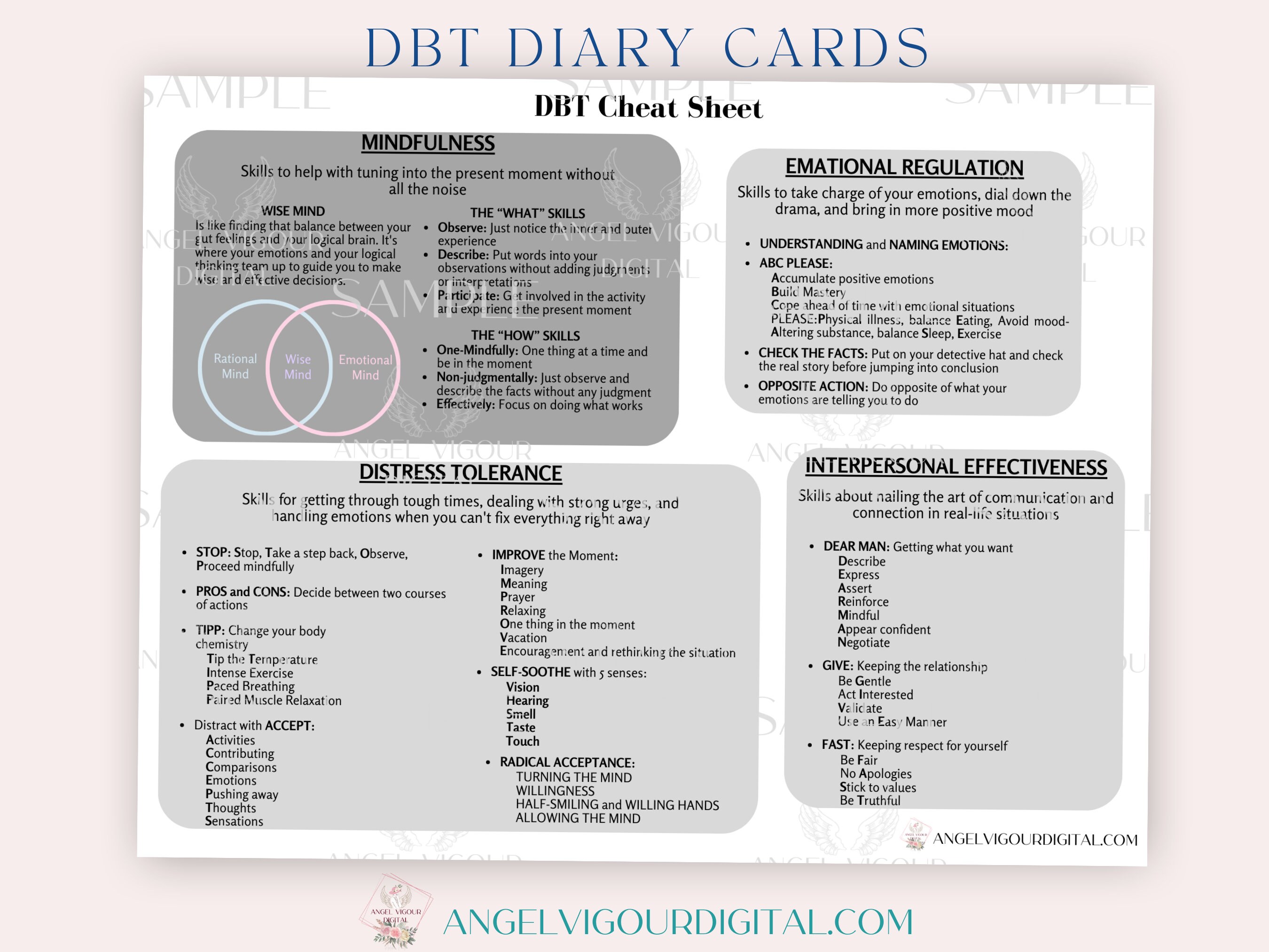 DBT Diary Card Digital Download Printable Basic Grayscale Template - Etsy