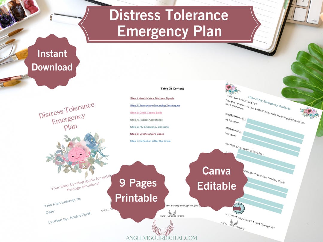 Distress Tolerance Emergency Plan Workbook 7-step Crisis Management ...