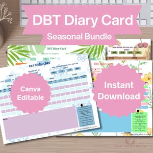 Seasonal Bundle DBT Diary Cards Template Instant Download Mental Health ...