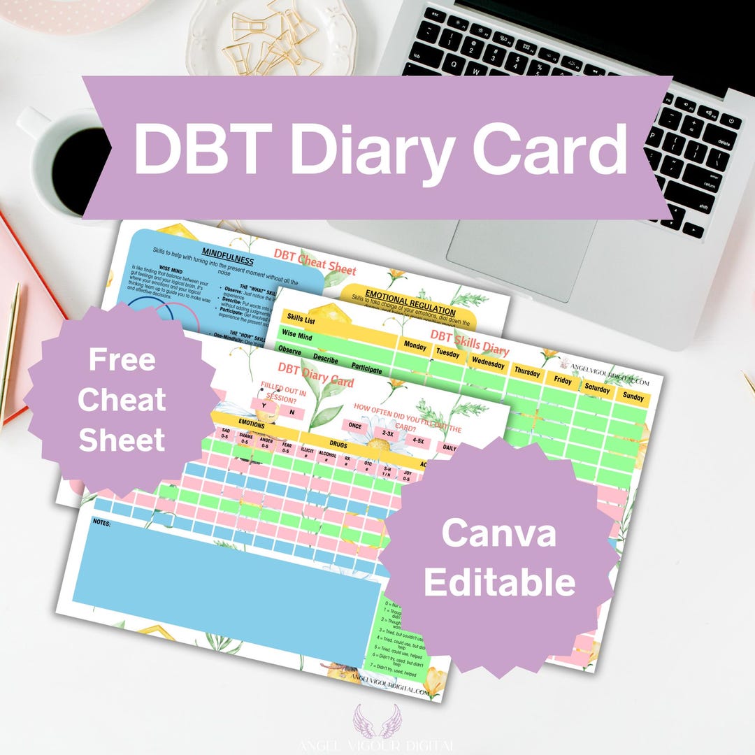 Spring Theme DBT Diary Cards Template Dialectical Behavior Therapy ...