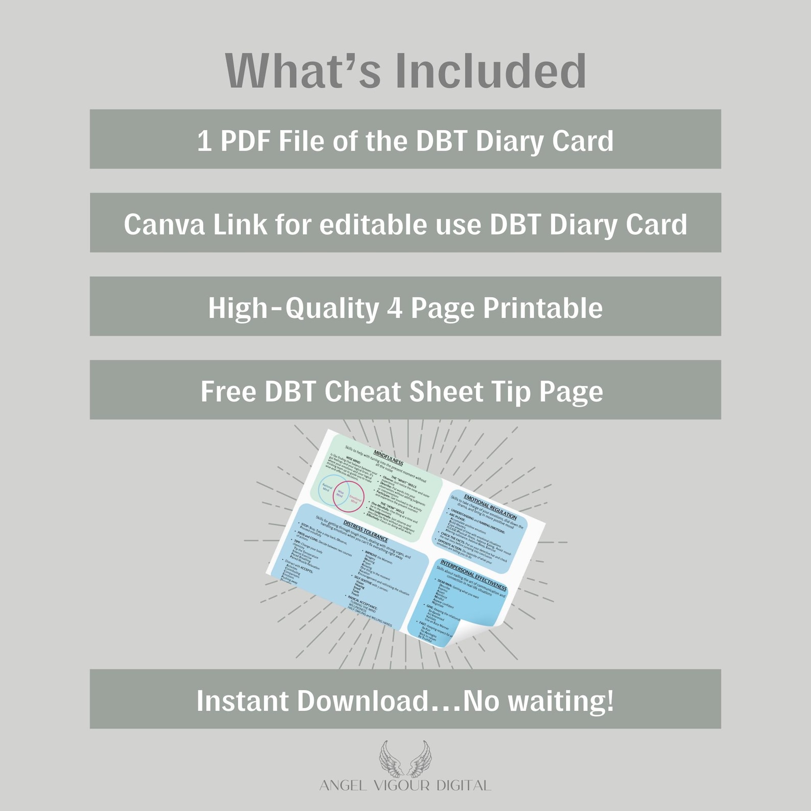 Printable DBT Diary Cards | Instant Download Canva Editable | Mental ...