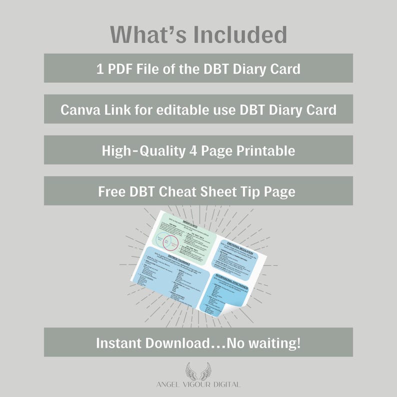 Printable DBT Diary Cards | Instant Download Canva Editable | Mental ...