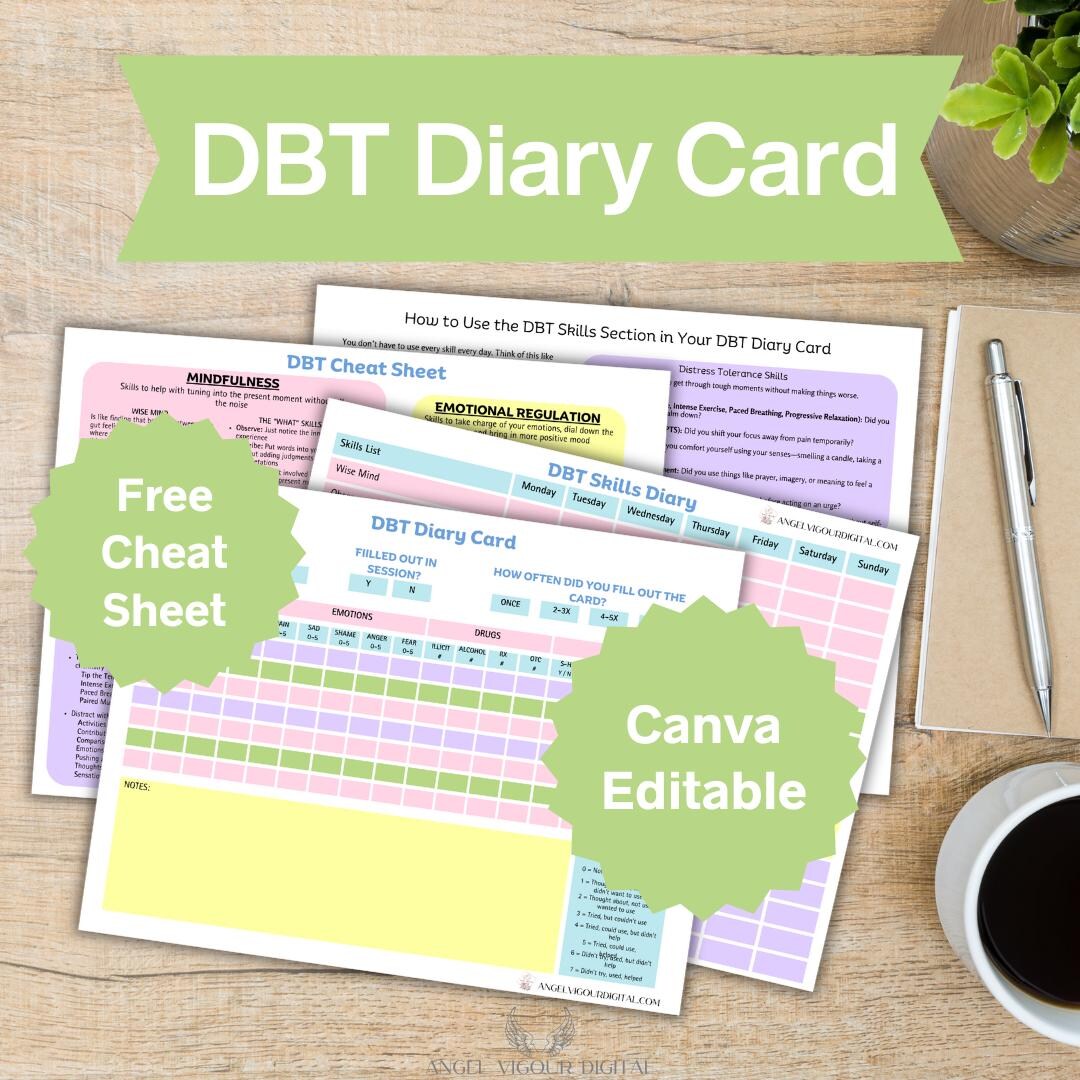 Easter Colors DBT Diary Cards Template Gift Idea | Dialectical Behavior ...