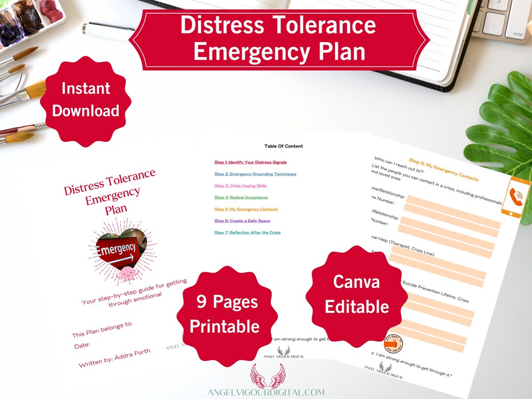 Distress Tolerance Emergency Plan Workbook | 7-step Crisis Management ...