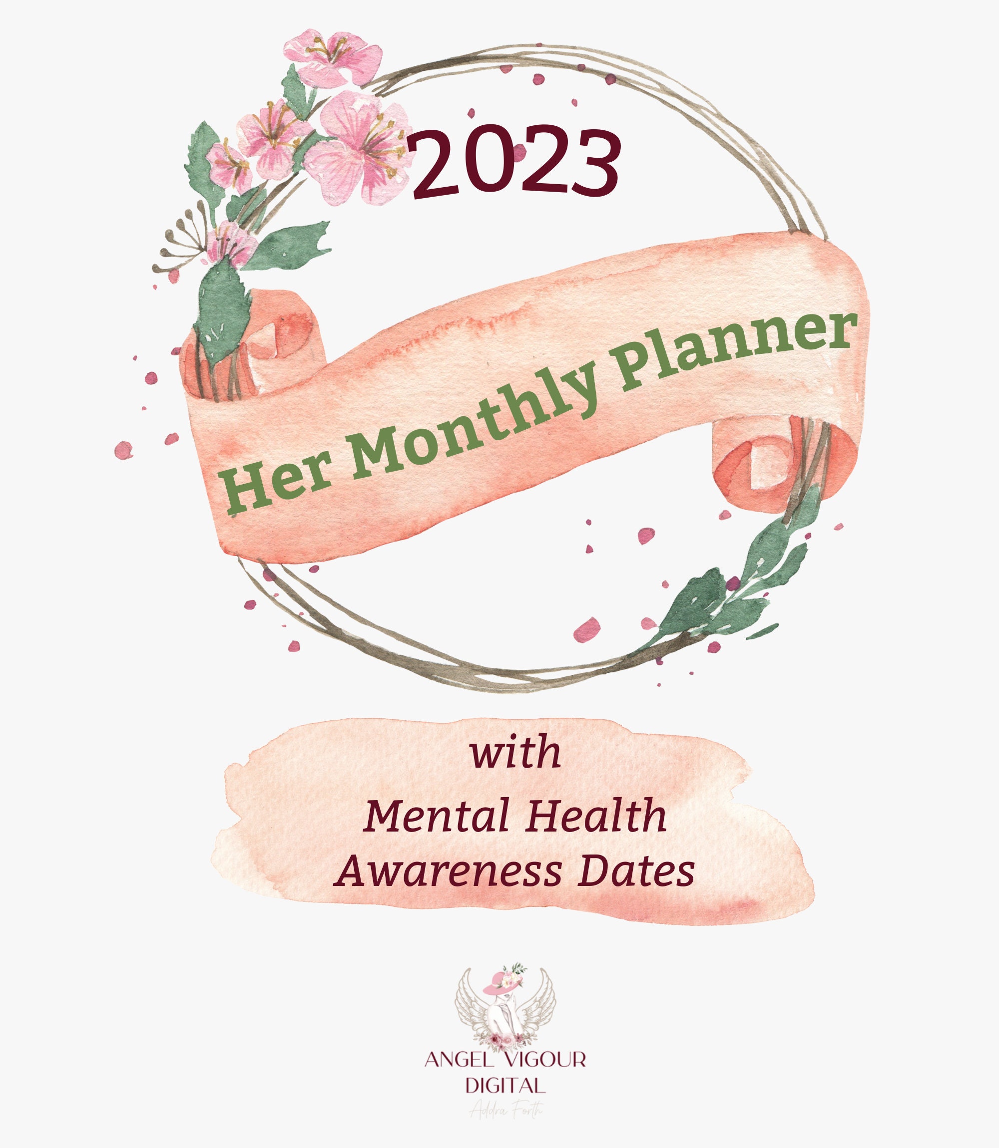 2023 Her Monthly Planner With Mental Health Awareness Dates - Etsy