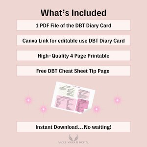 Pink DBT Diary Cards Template | Therapy Journal Instant Digital Download Print Gift Idea | DBT ...