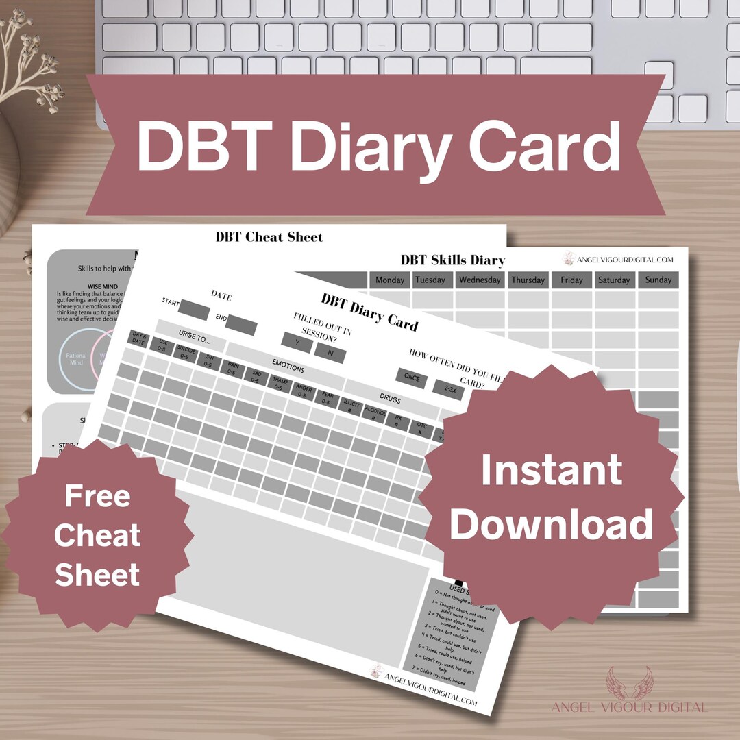 Basic Gray DBT Diary Cards Template | Therapy Self-help Gift Idea Canva ...