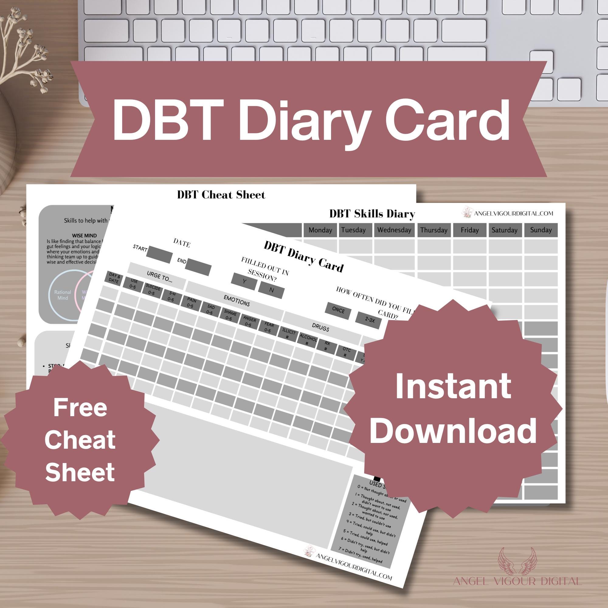 Basic Gray DBT Diary Cards Template | Therapy Self-help Gift Idea Canva ...