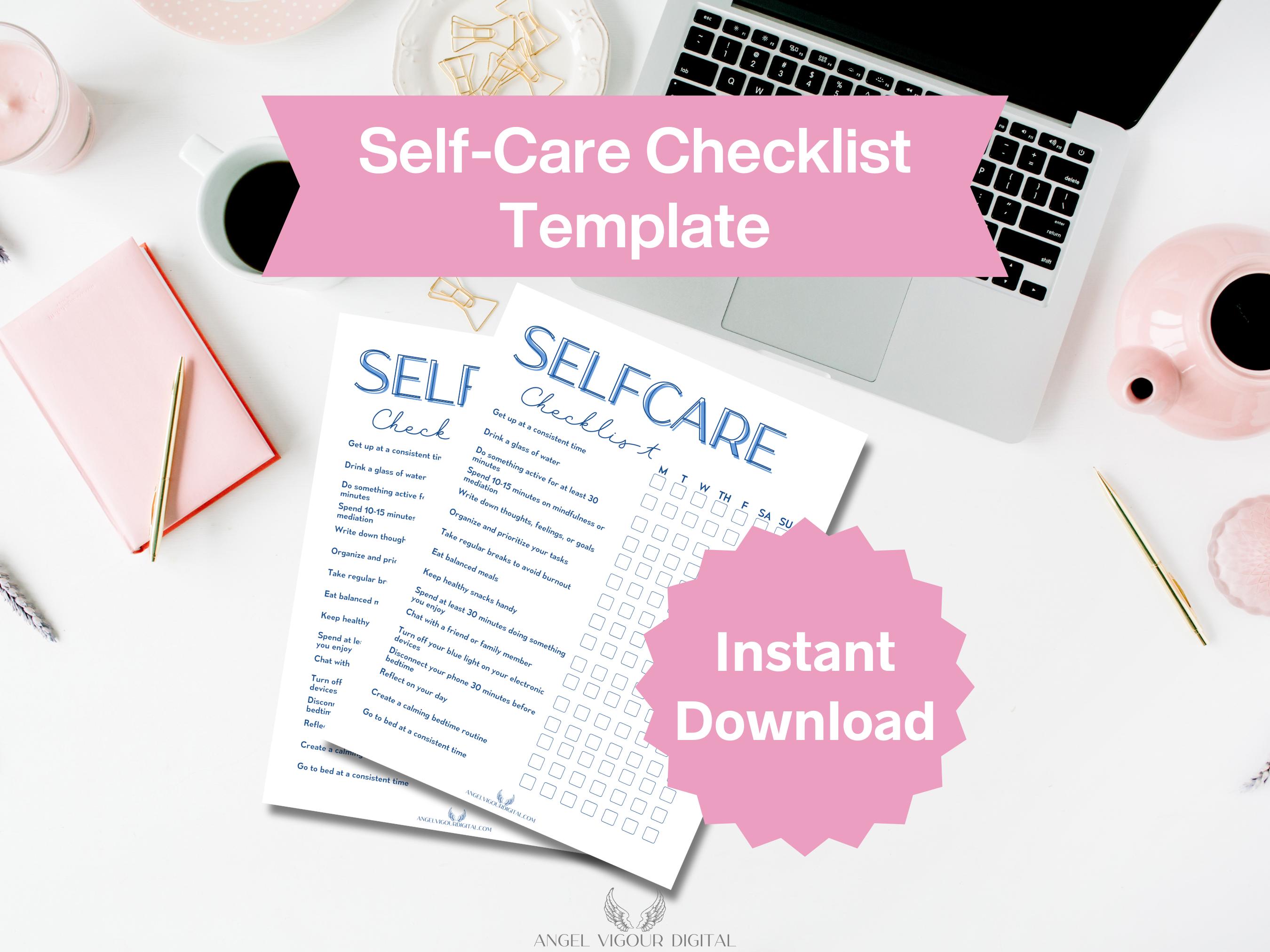 Blue Self-Care Checklist | Printable & Canva Editable | Customizable ...