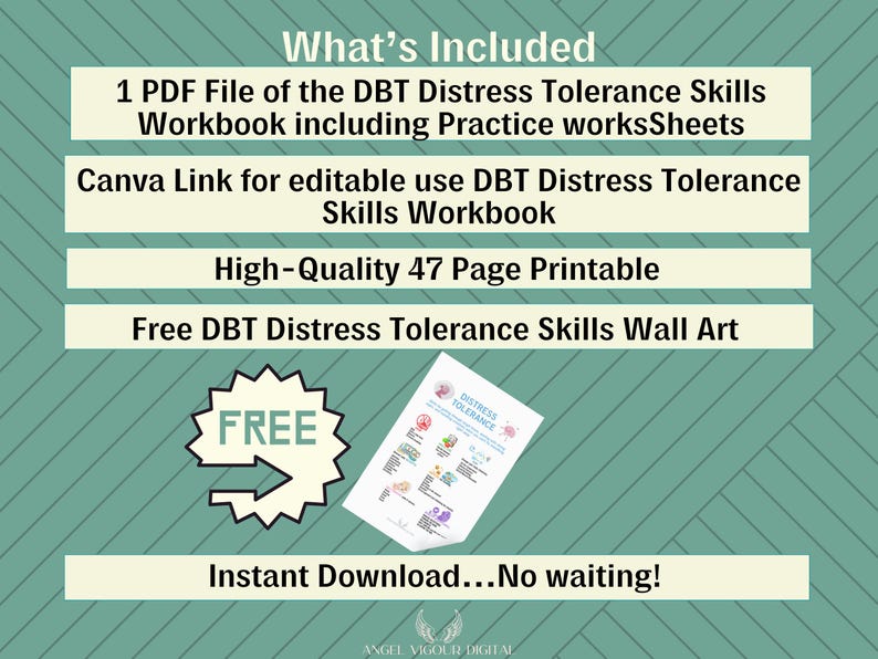 DBT Distress Tolerance Skills Workbook Gift Idea | Instant Download ...