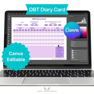 Minimal Purple DBT Diary Cards Template | Therapy Aid Worksheet Gift ...