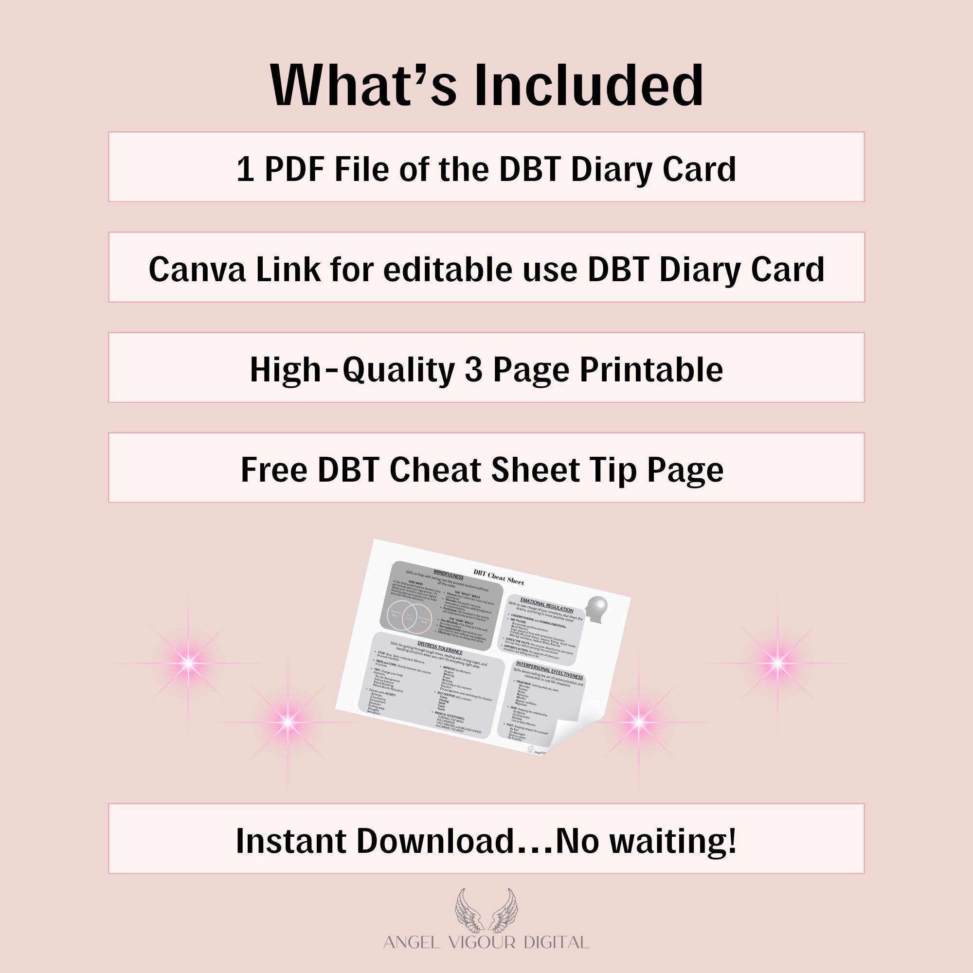 Elegant Grayscale DBT Diary Cards Template Dialectical Behavior Therapy ...