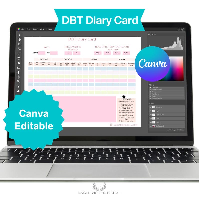 Minimal Light Colors DBT Diary Cards Template Gift Idea | Dialectical ...