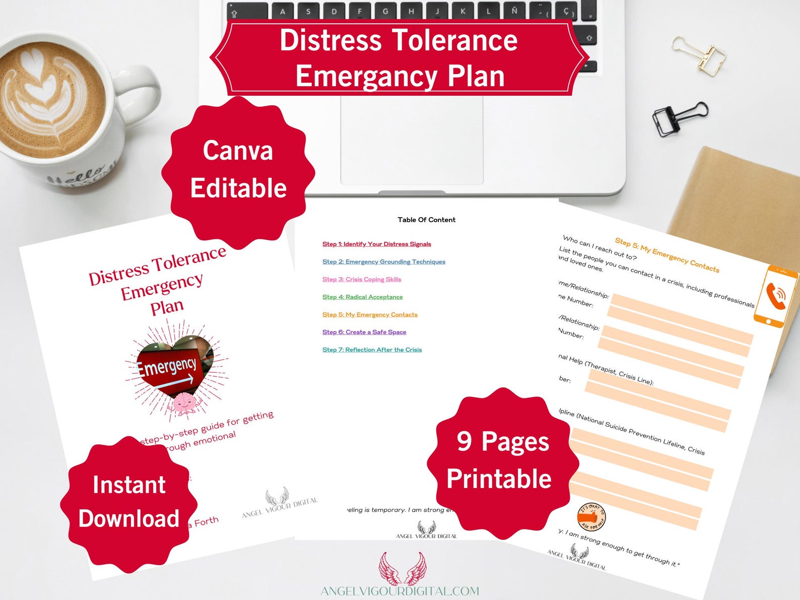 Distress Tolerance Emergency Plan Workbook | 7-step Crisis Management ...