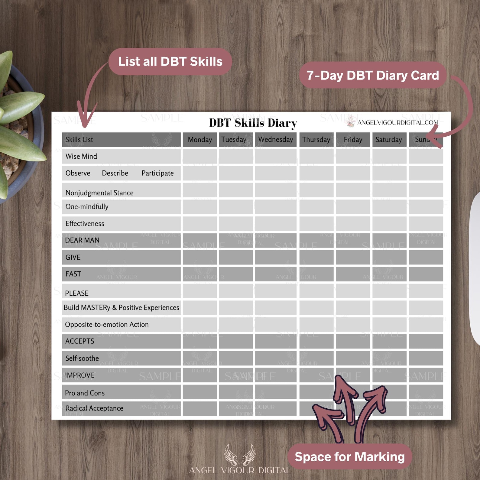Basic Gray DBT Diary Cards Template | Therapy Self-help Gift Idea Canva ...