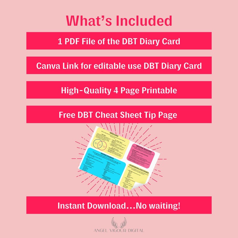 Printable DBT Diary Cards | Instant Download Canva Editable | Mental ...