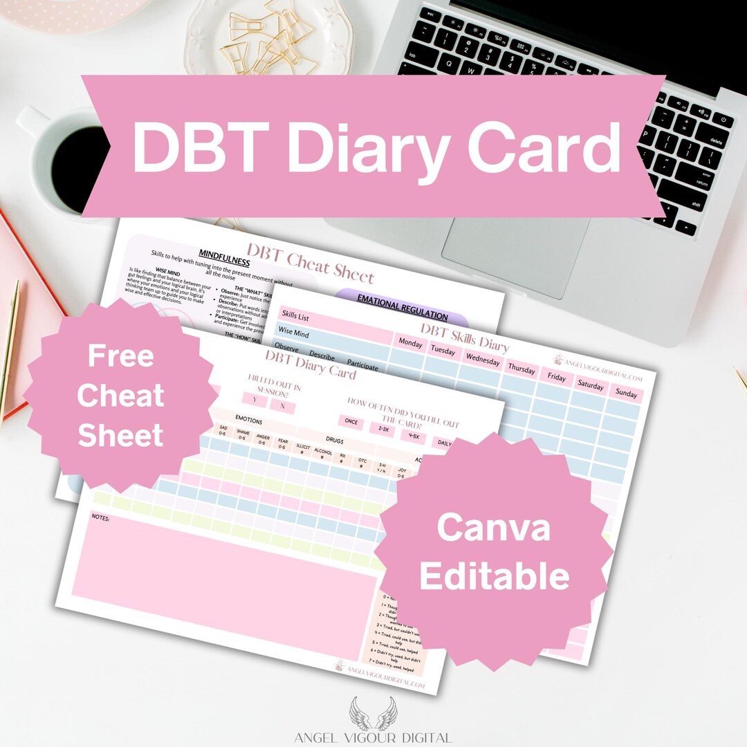 Minimal Light Colors DBT Diary Cards Template Gift Idea Dialectical ...