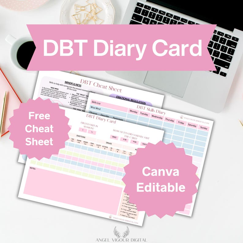 Minimal Light Colors DBT Diary Cards Template Gift Idea Dialectical ...