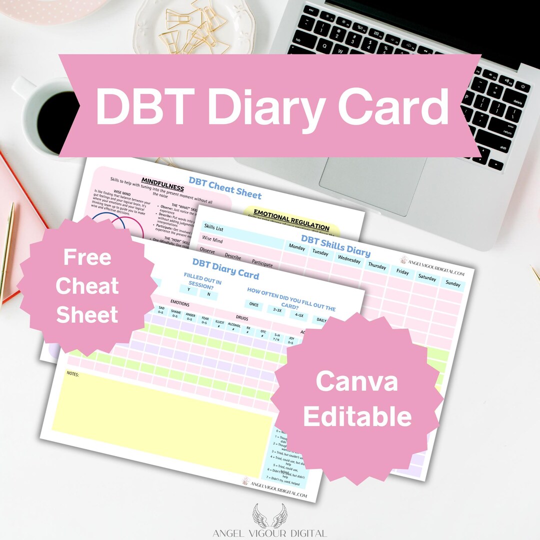Easter Light DBT Diary Cards Template Gift Idea Dialectical Behavior ...