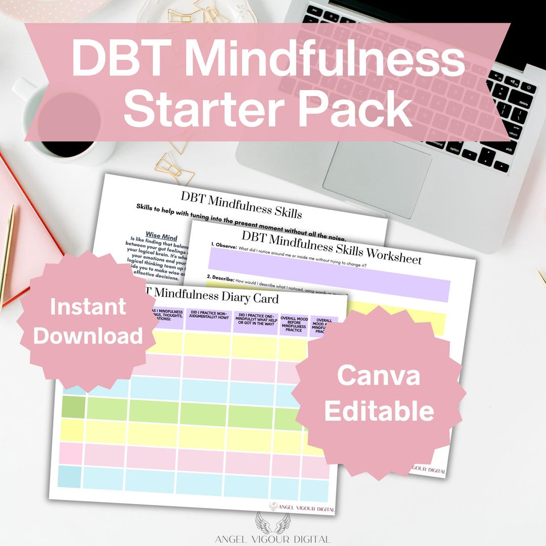 Mindfulness Starter Pack | Printable & Canva Editable | Dbt-inspired ...