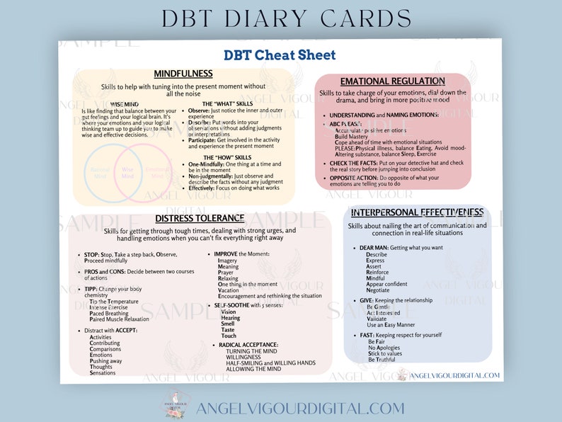 DBT Diary Card Digital Printable Templates Milennial Pink Templates - Etsy