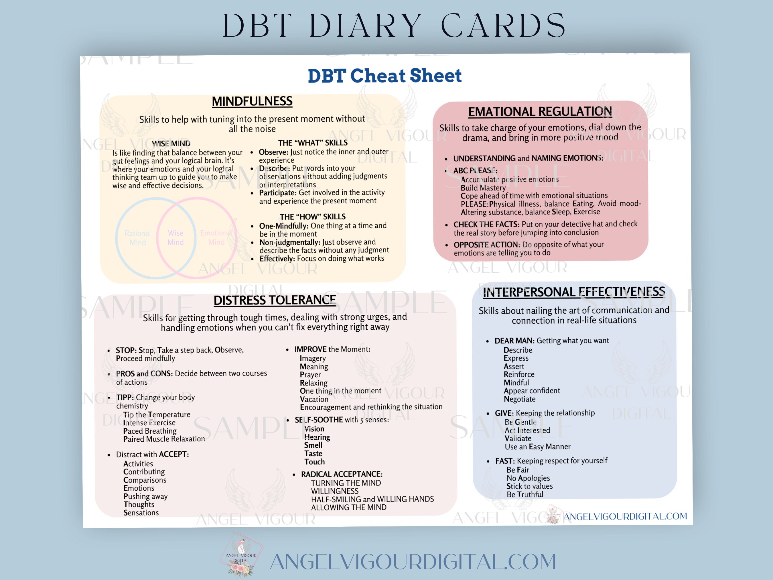 DBT Diary Card Digital Printable Templates Milennial Pink Templates - Etsy