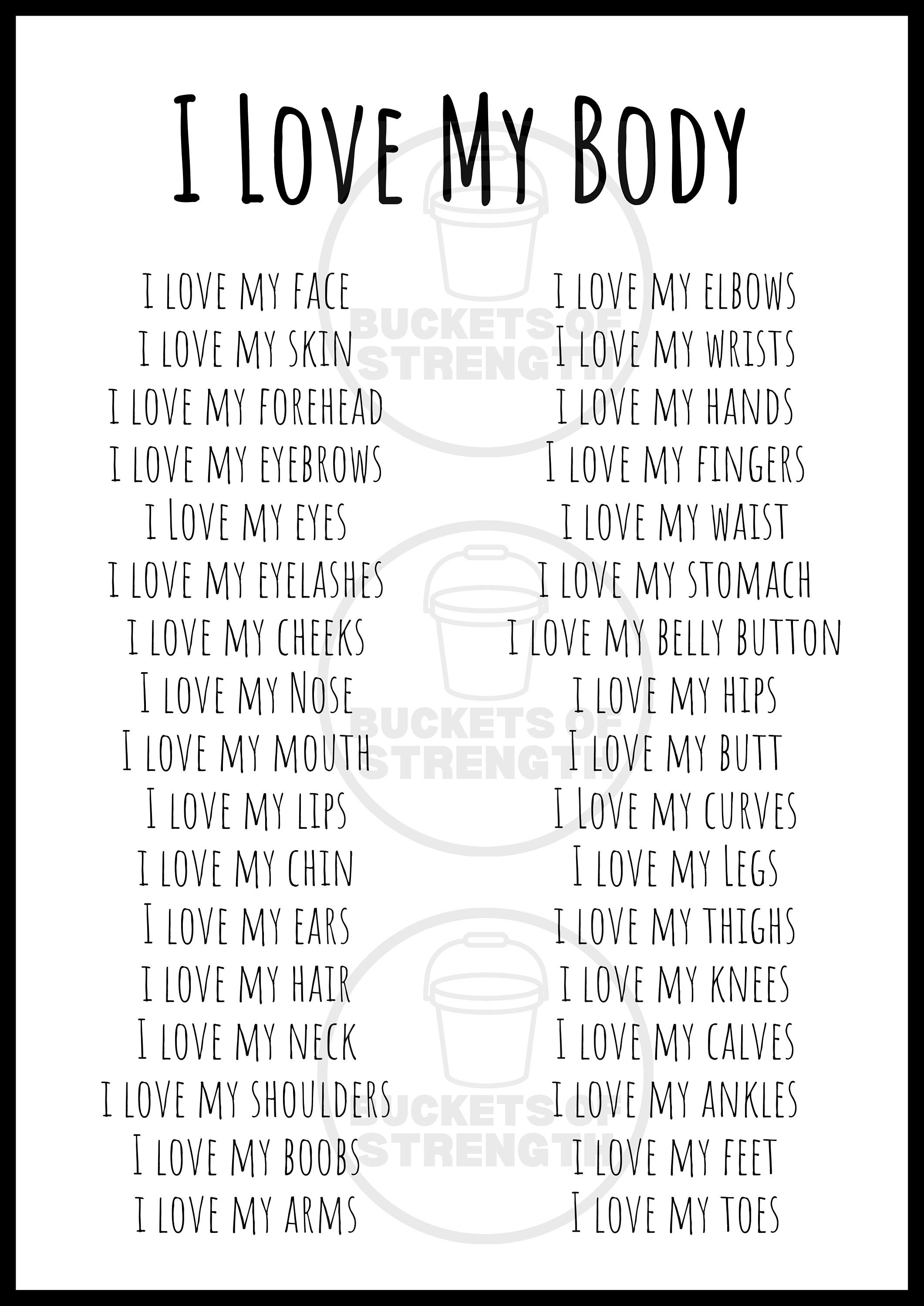 Body Love, Body Positivity, Confidence, Affirmations Wall Print ...