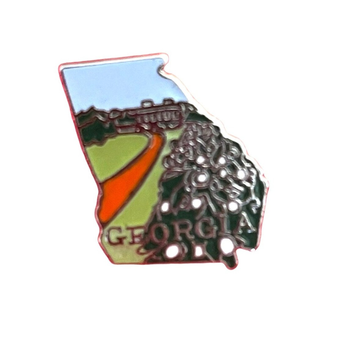 Vtg Gold Tone Georgia State Pin Peaches Cotton USA Souvenir Hat Lapel ...