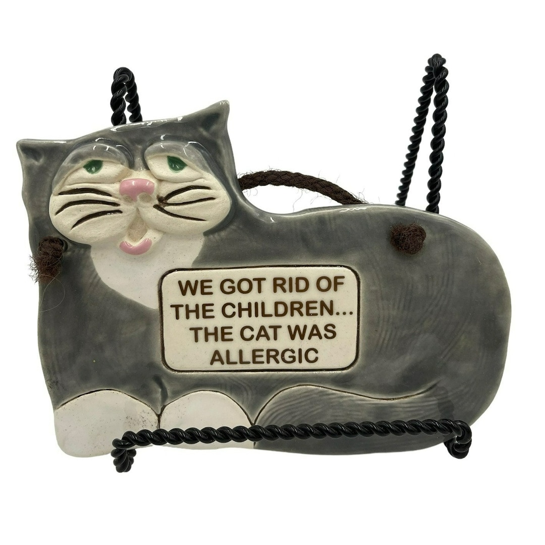 Vintage Cat Ceramic Wall Hanging Snarky Funny Cat Lovers Home