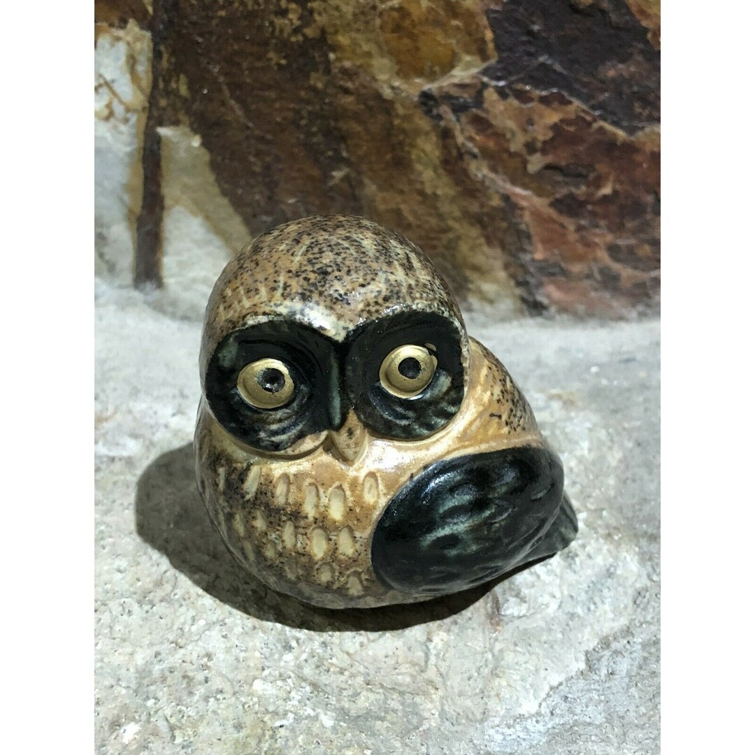 Adorable Vintage Stoneware Chubby Fat Bown Owl Figurine, Barn Owl With ...