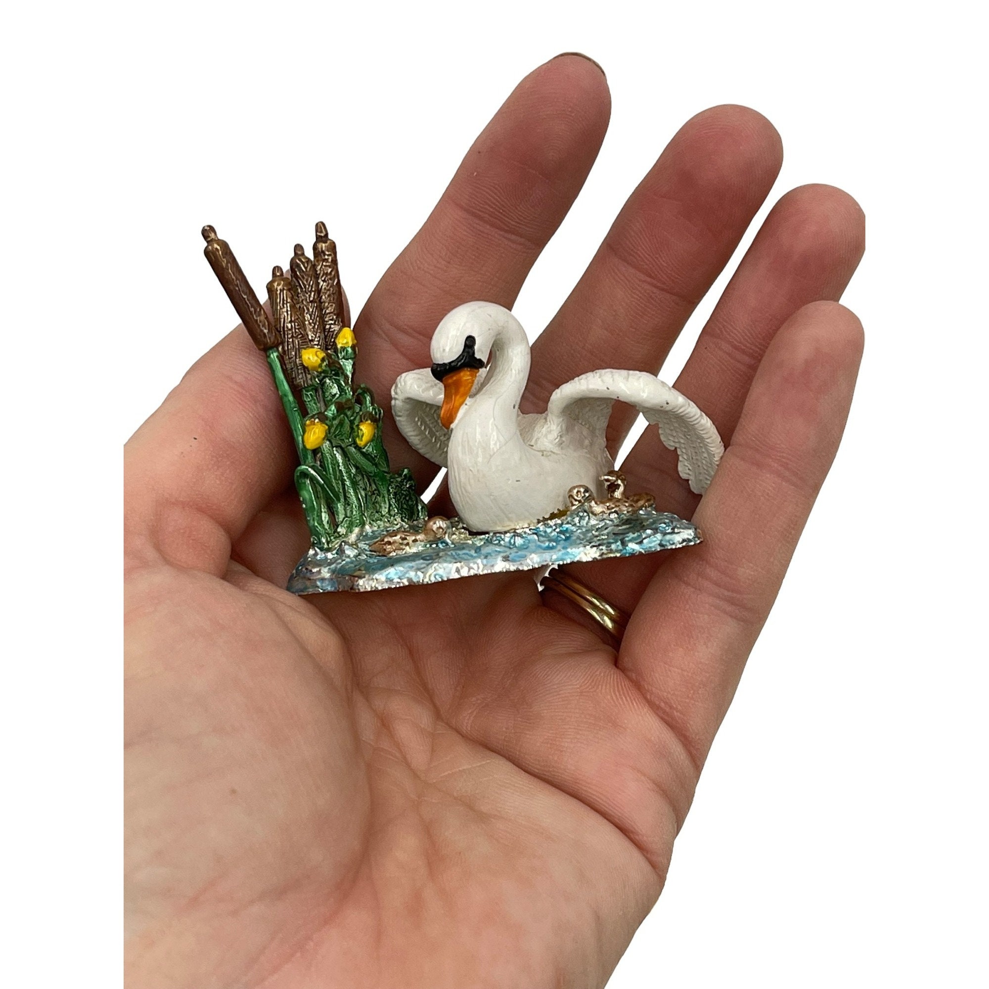 Vintage WPAW Metal Miniature Swan Pond Scene Hand Painted - Etsy