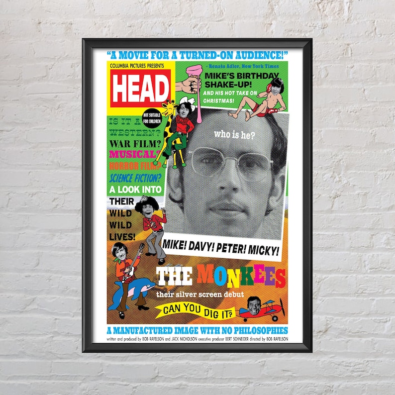 The Monkees HEAD 1968 Film Movie Poster DIGITAL DOWNLOAD Micky Dolenz ...