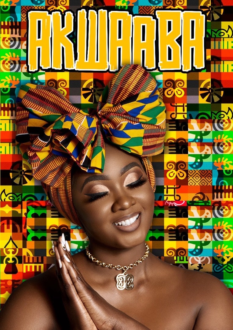 Akwaaba Art Print-home Decor Kente Wall Art Portrait - Etsy
