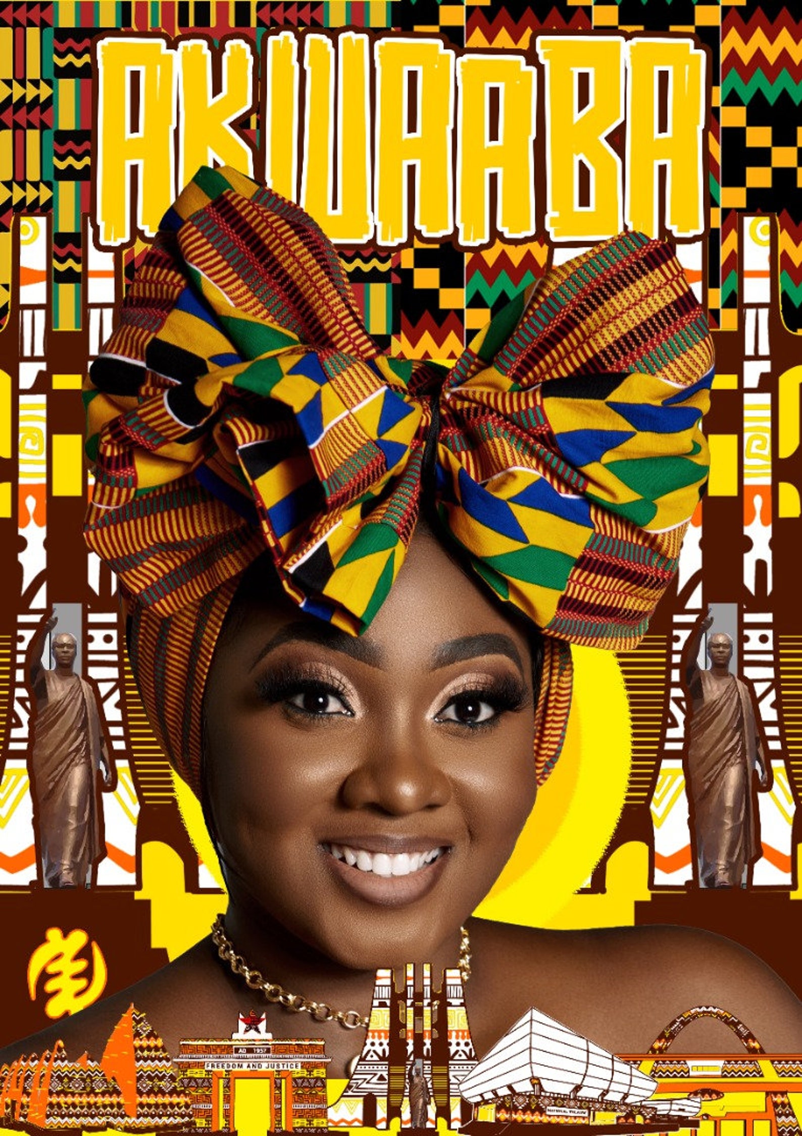 Akwaaba Art Print-home Decor Kente Wall Art Portrait - Etsy